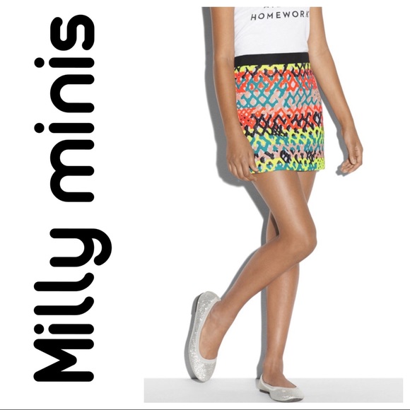 Milly Minis | Bottoms | Milly Minis Girls Neon Jacquard Mini Skirt ...